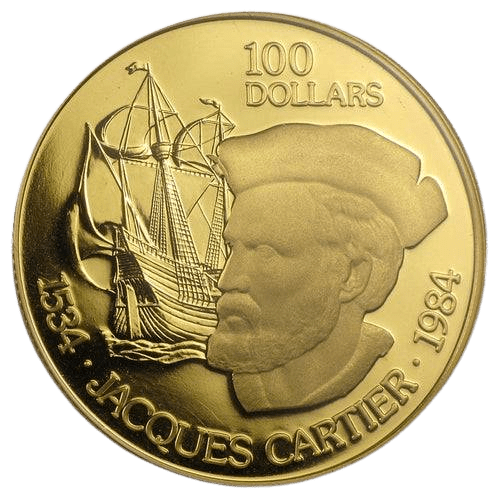 $100 Jacques Cartier Gold Coin 1984 with Box