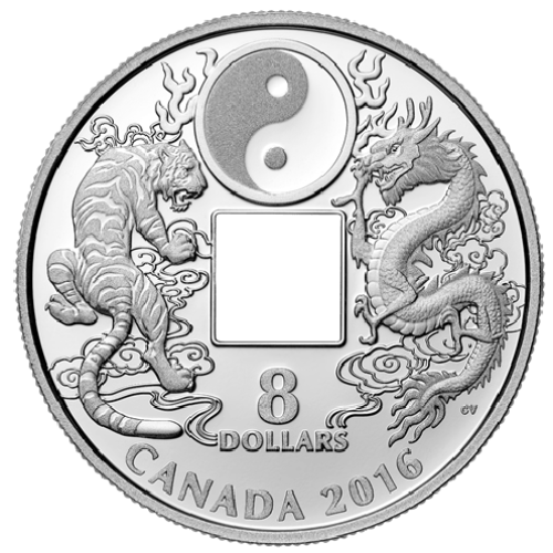 $8 Tiger and Dragon Yin and Yang Silver Coin 2016